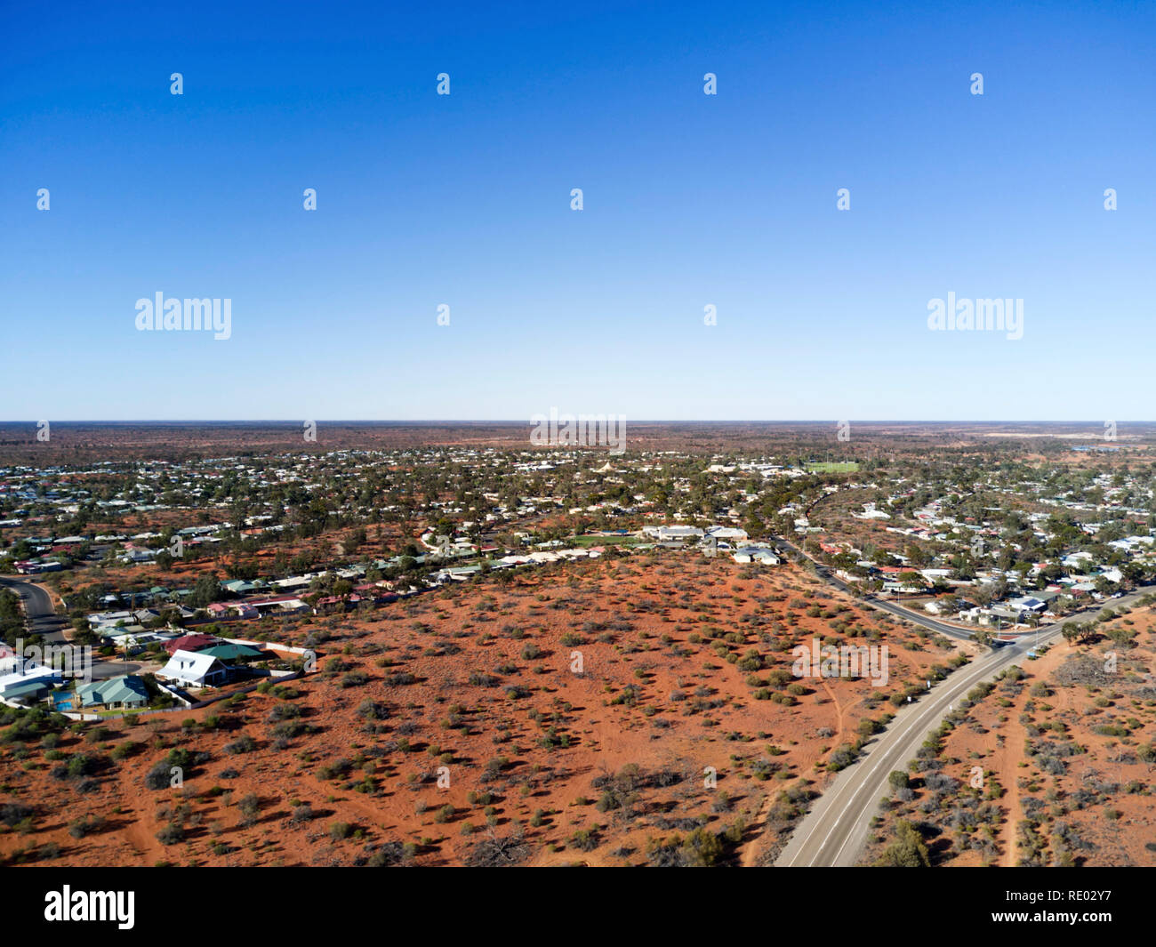 Aerial view of the mining community of Roxby Downs in the South ...