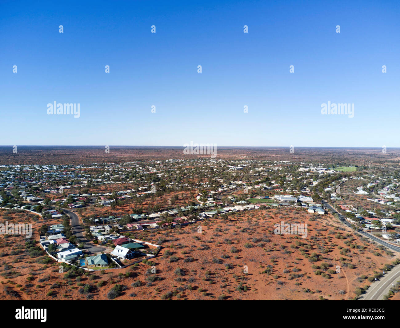 Aerial view of the mining community of Roxby Downs in the South ...