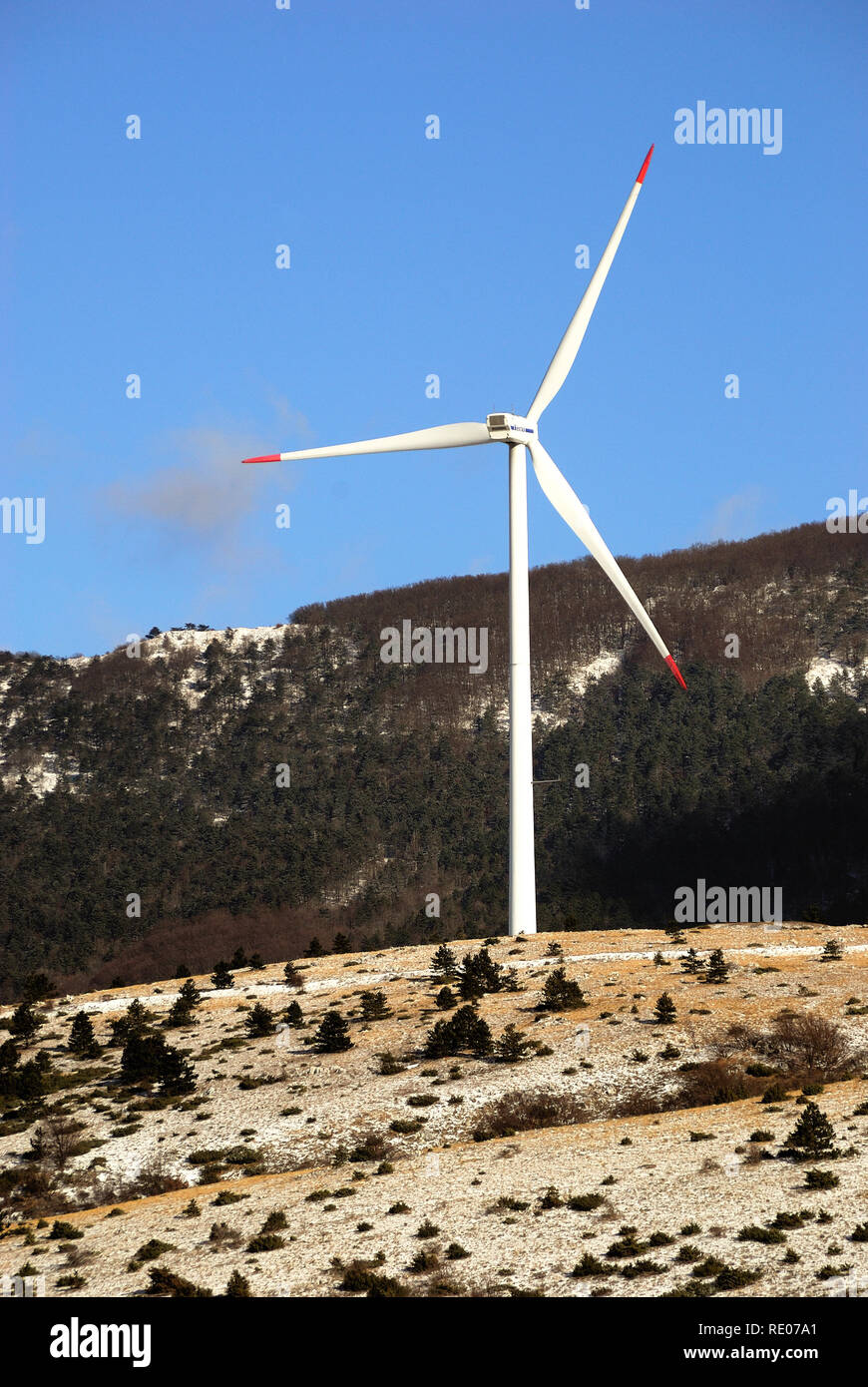 Croatia, Dalmatian coast, Lika and Senj region. Wind turbines Stock ...