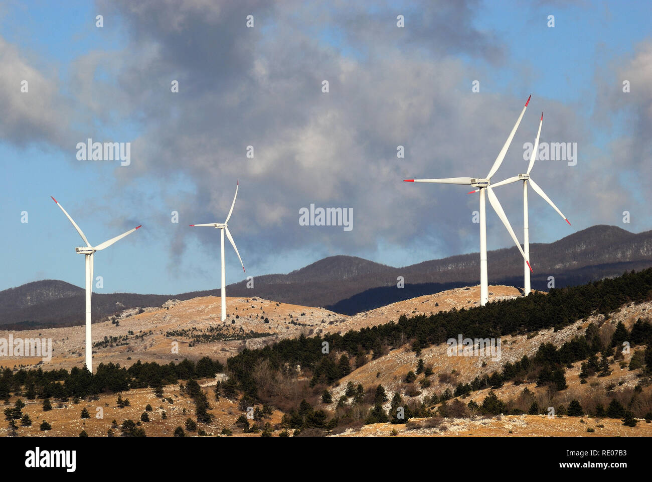 Croatia, Dalmatian coast, Lika and Senj region. Wind turbines Stock ...