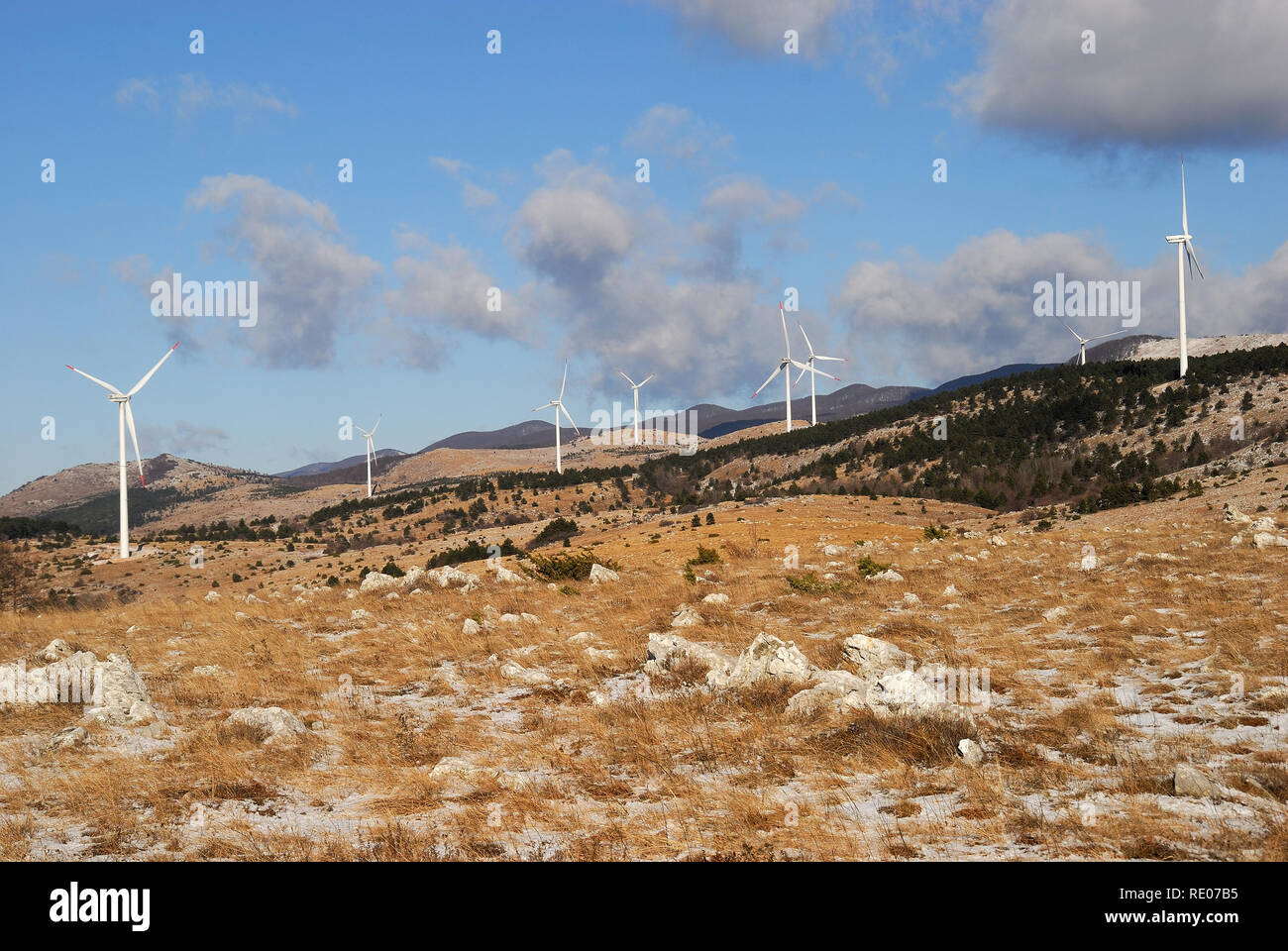 Croatia, Dalmatian coast, Lika and Senj region. Wind turbines Stock ...