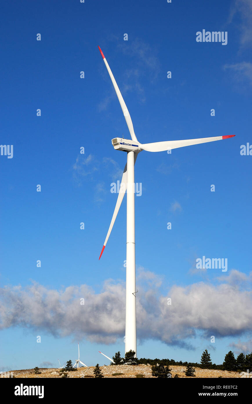 Croatia, Dalmatian coast, Lika and Senj region. Wind turbines Stock ...