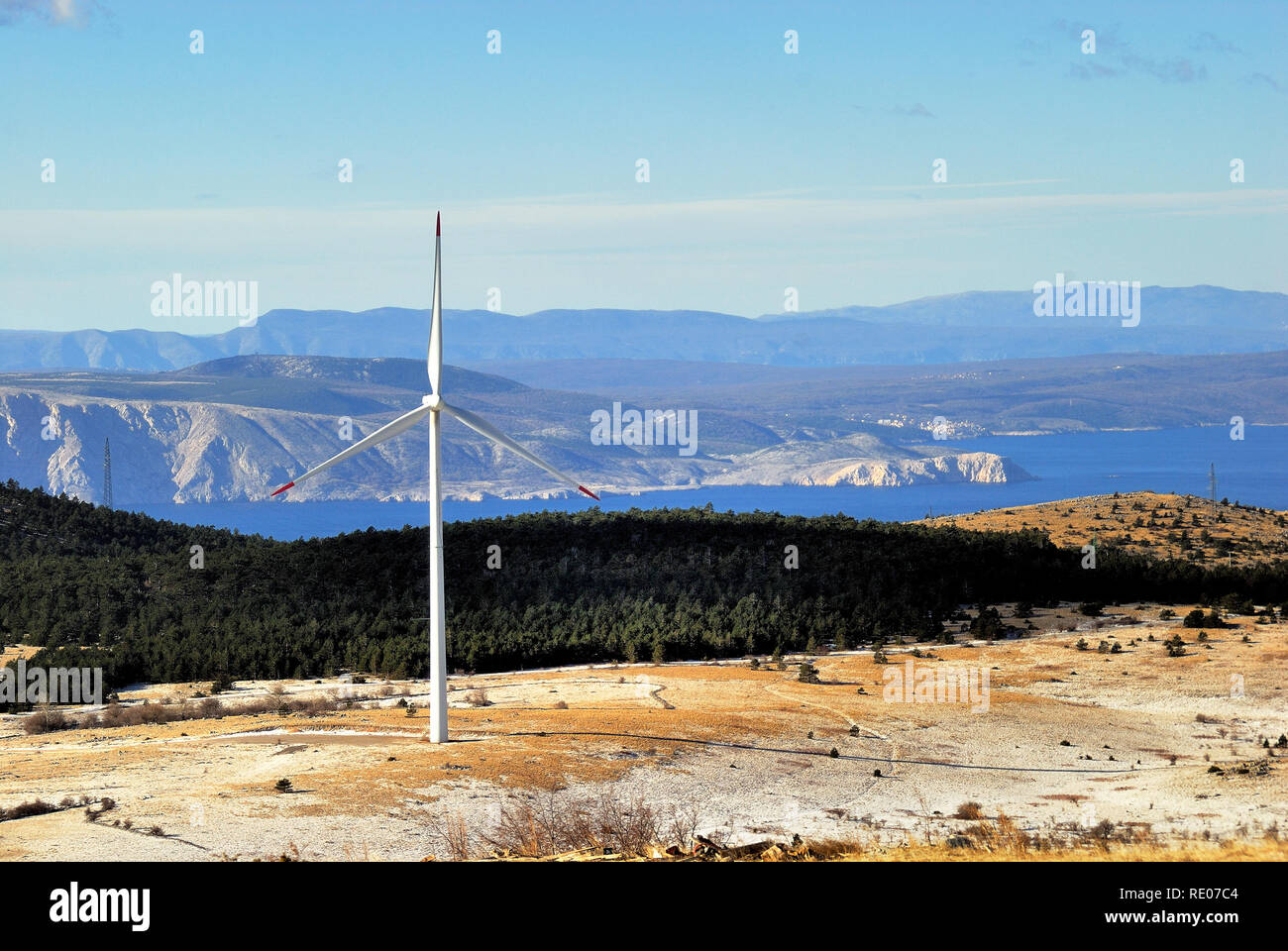 Croatia, Dalmatian coast, Lika and Senj region. Wind turbines Stock ...