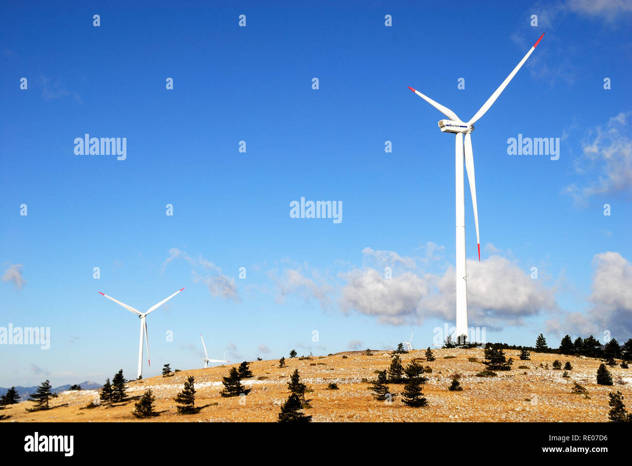 Croatia, Dalmatian coast, Lika and Senj region. Wind turbines Stock ...