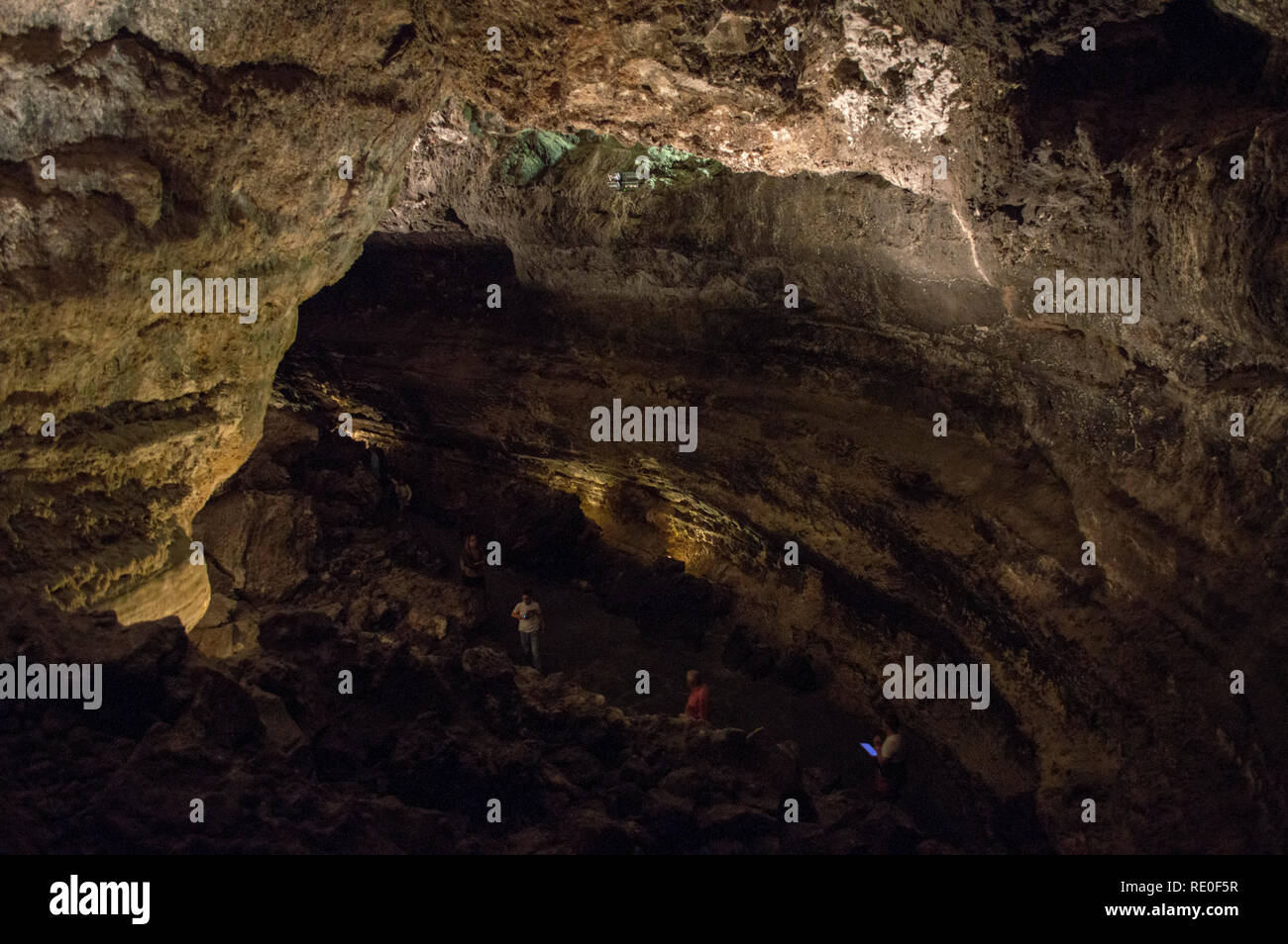Inside Cueva de los Verdes (Verdes Cave) on Lanzarote, Canary Islands ...