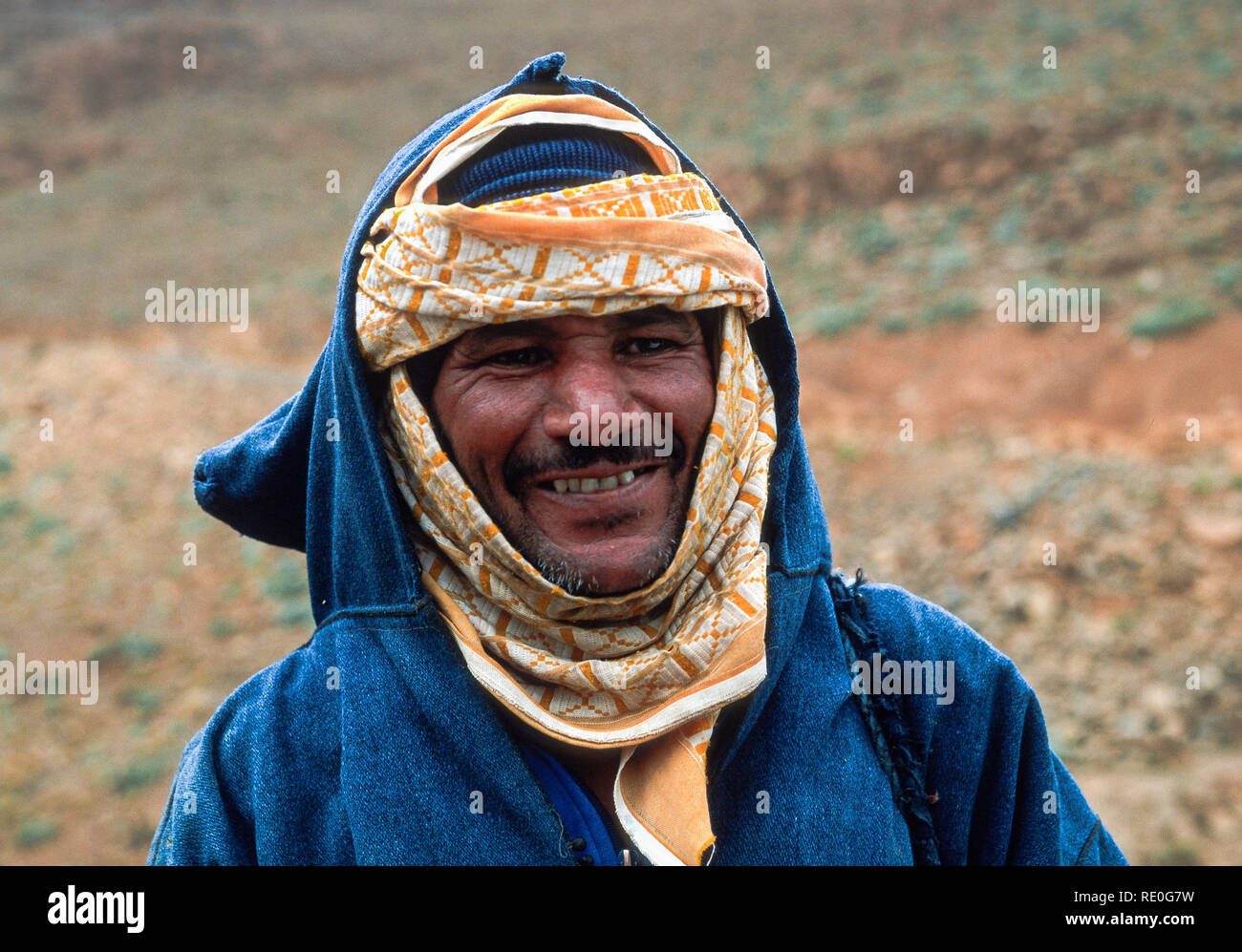Portrait of a smiling moroccan shepherd in traditional clothes Stock ...