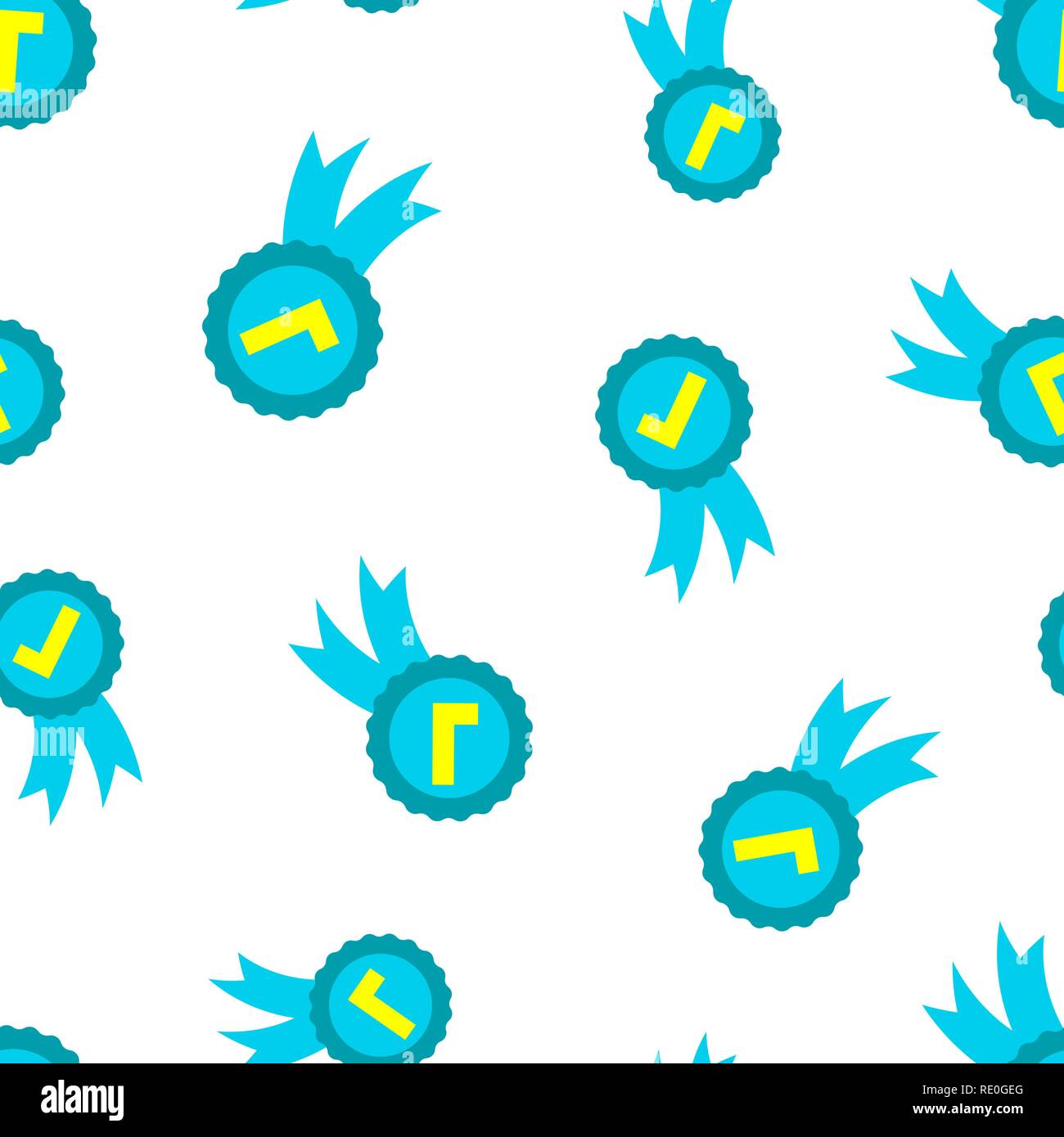 Approved certificate medal icon seamless pattern background. Check mark ...