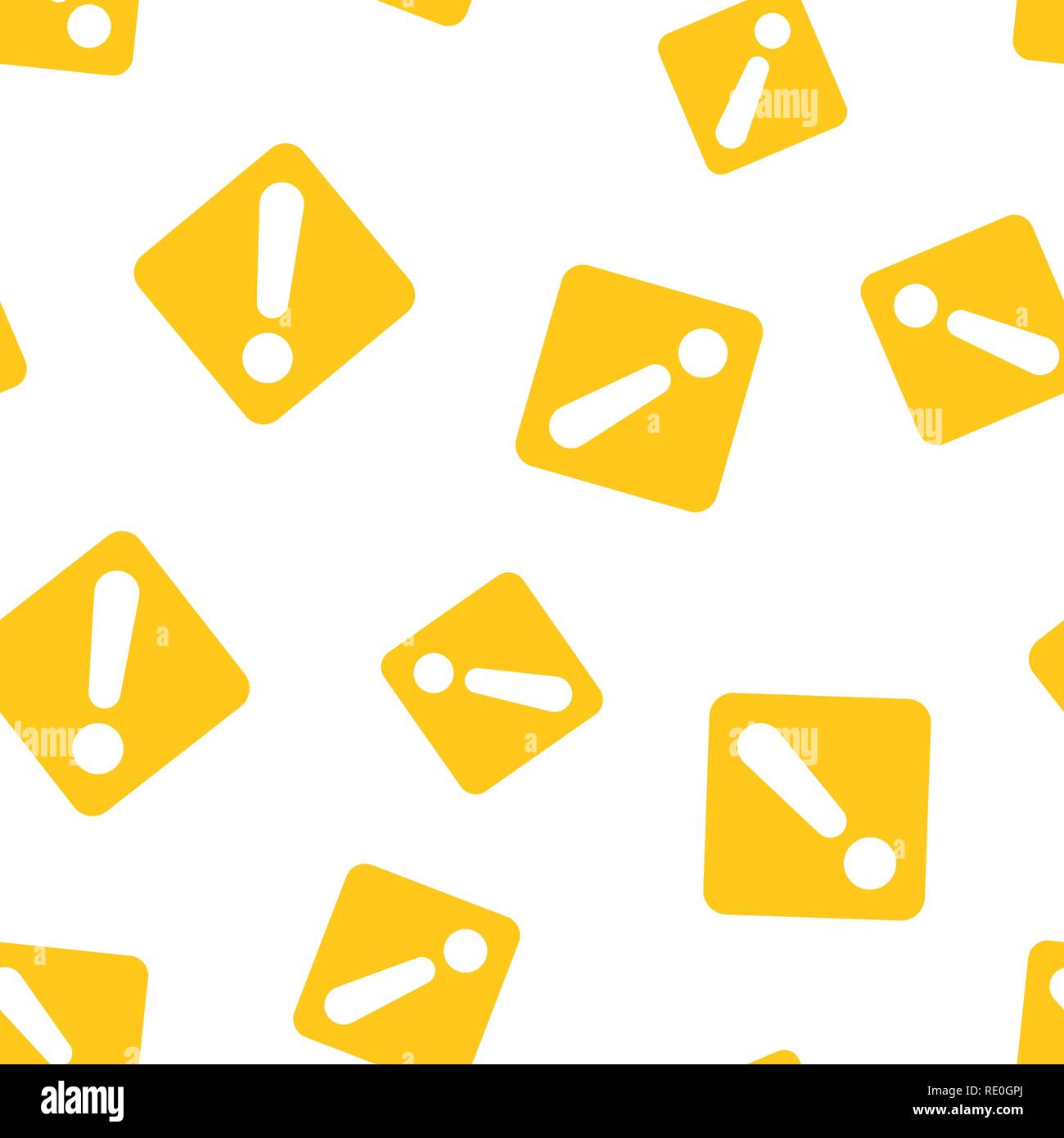 Exclamation mark icon seamless pattern background. Danger alarm vector ...