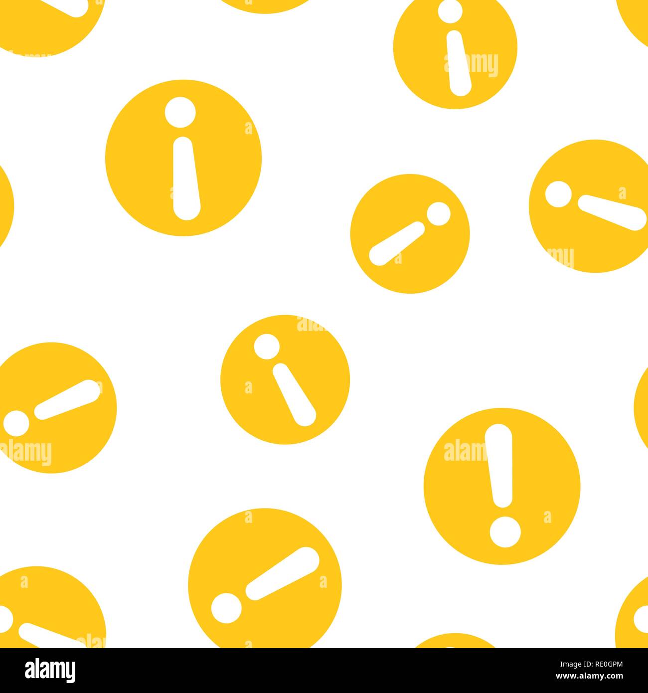 Exclamation mark icon seamless pattern background. Danger alarm vector ...
