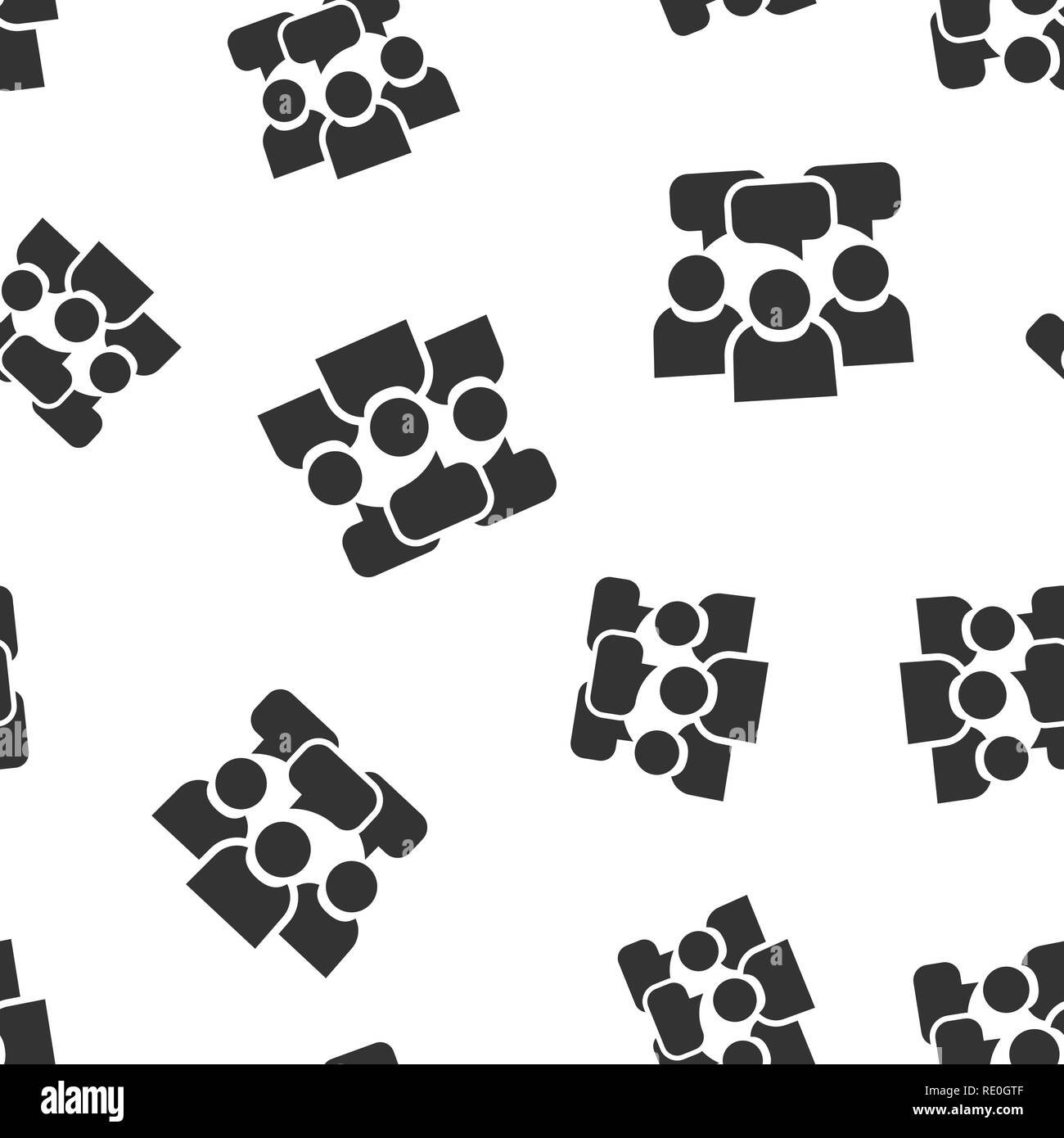 People with speech bubble icon seamless pattern background. Business ...