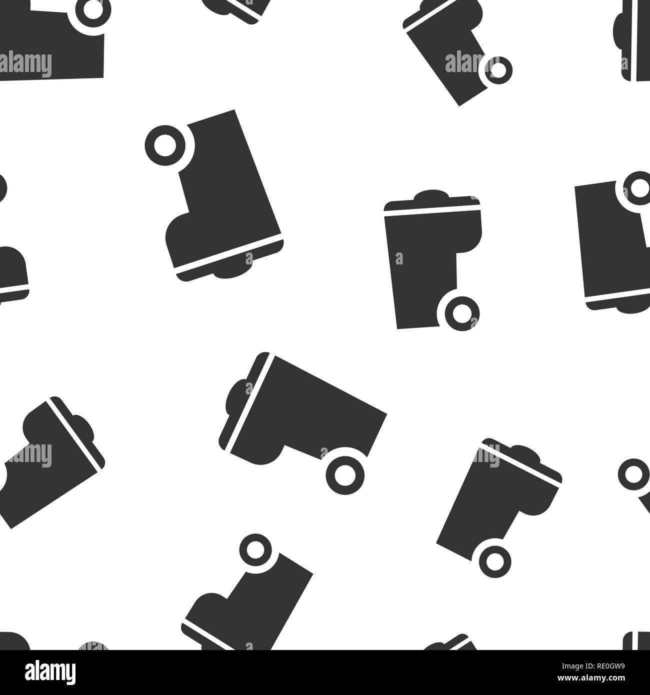Trash bin garbage icon seamless pattern background. Trash bucket vector ...