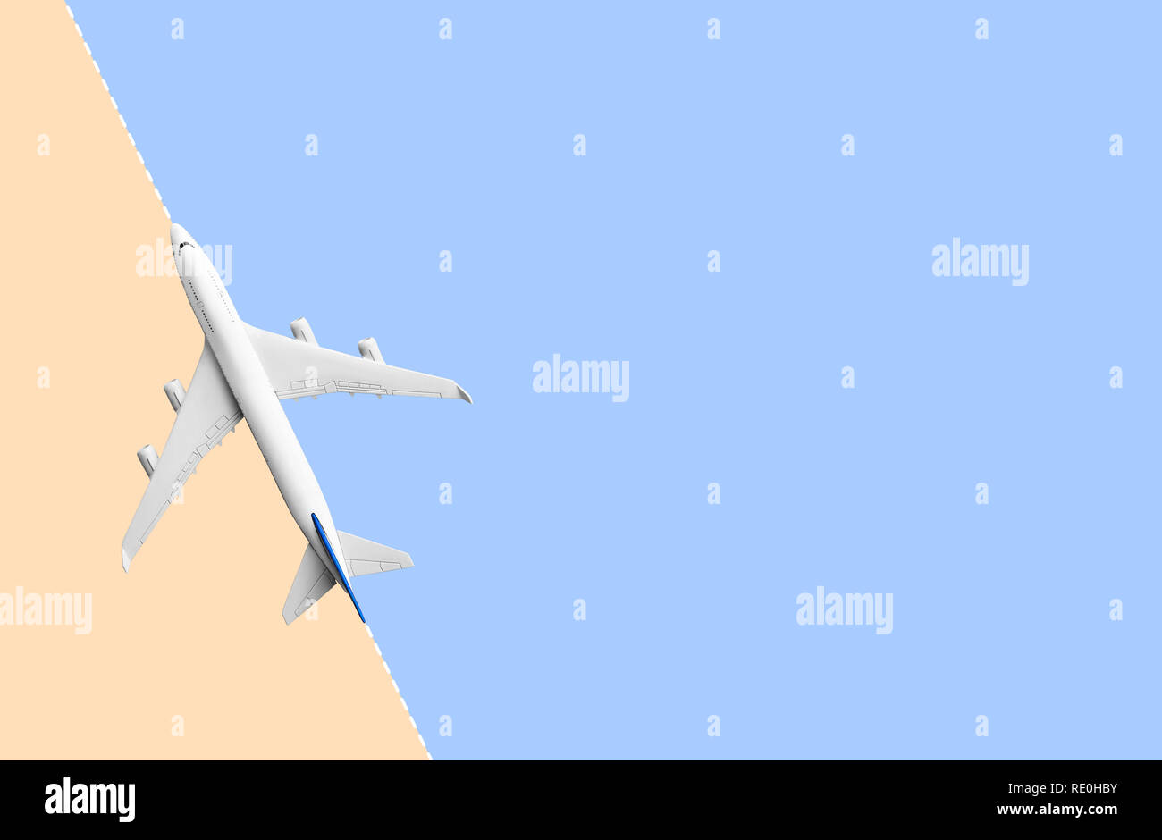 Mock up airplane flying on color pastel background.transportation ...