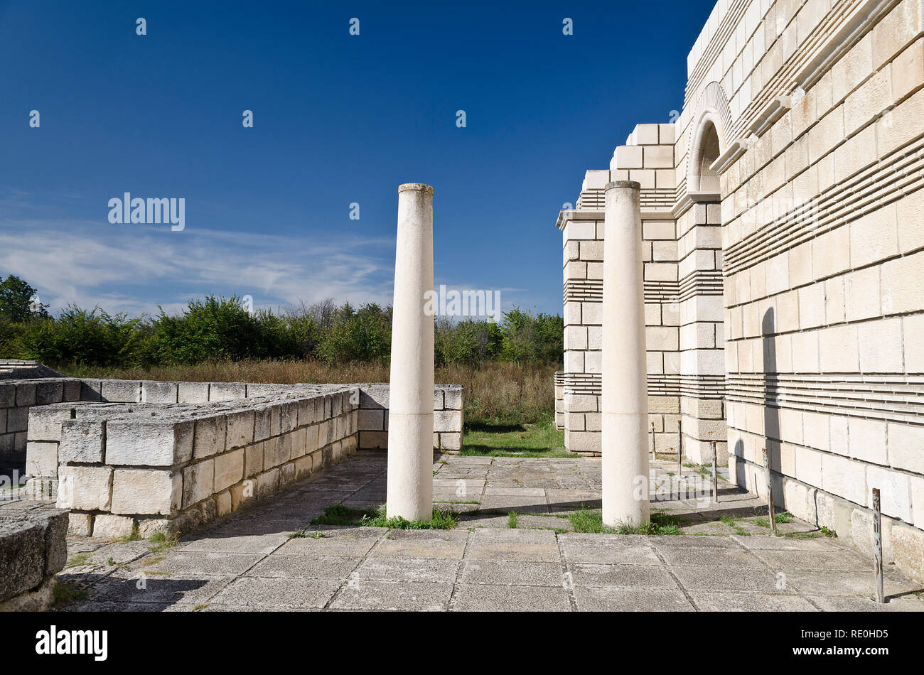 The ruins of Great Basilica at the ancient Bulgarian capital Pliska ...