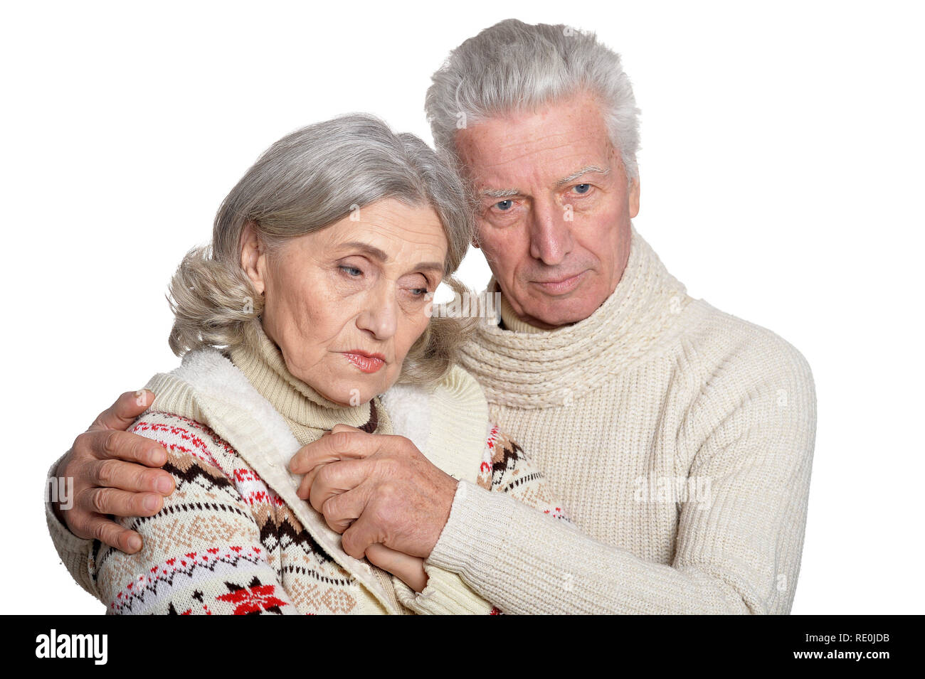 Sad elderly white background hi-res stock photography and images - Alamy
