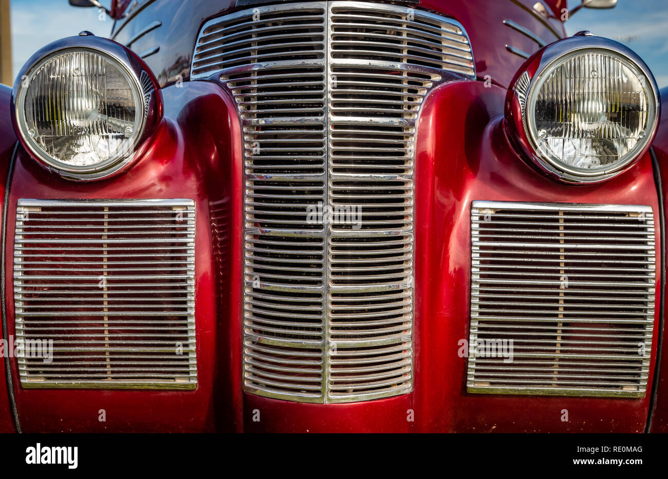 A closeup detail view of a classic car front end Stock Photo - Alamy