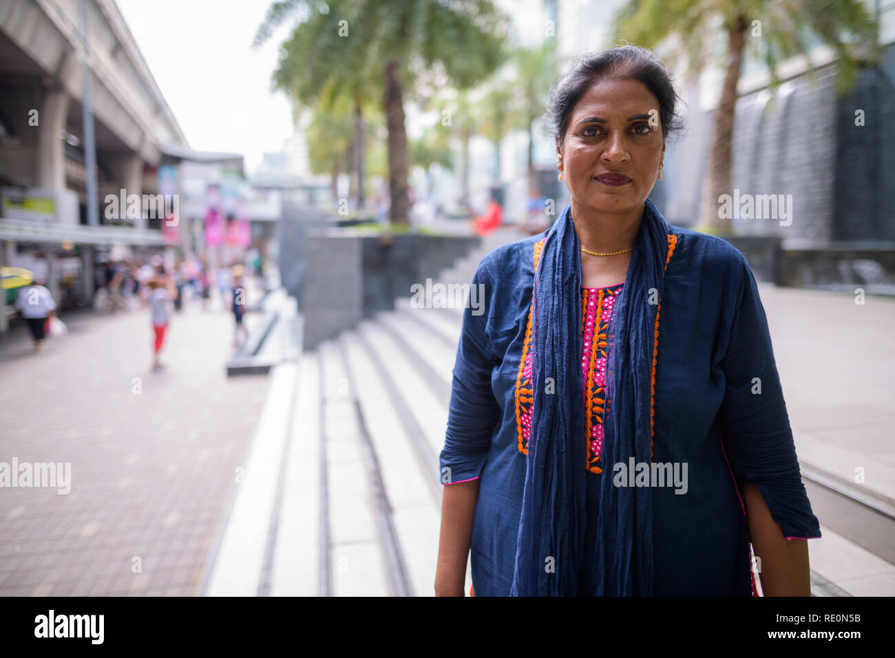 Mature Beautiful Indian Woman Exploring The City Of Bangkok Tha Stock