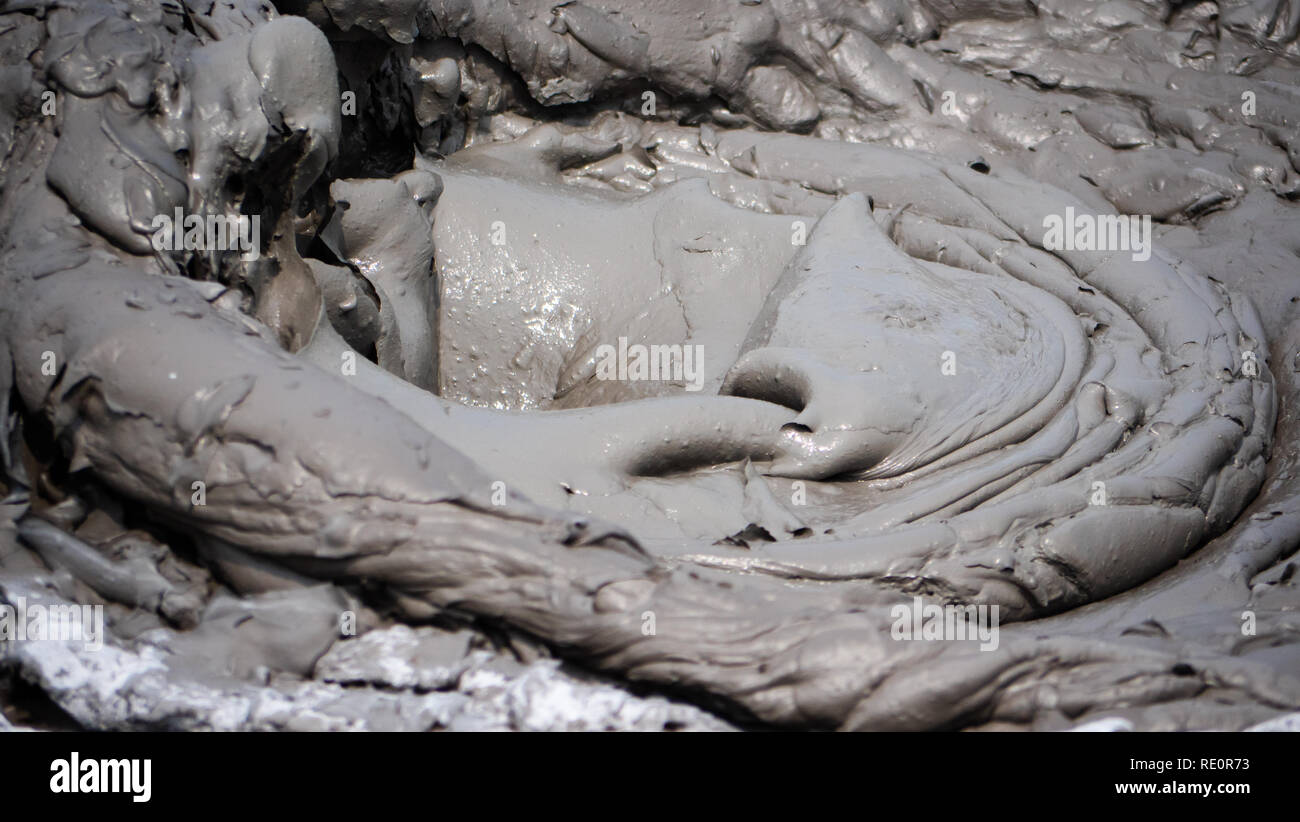 Mud volcano bledug kuwu. volcanic plateau with geothermal activity and ...