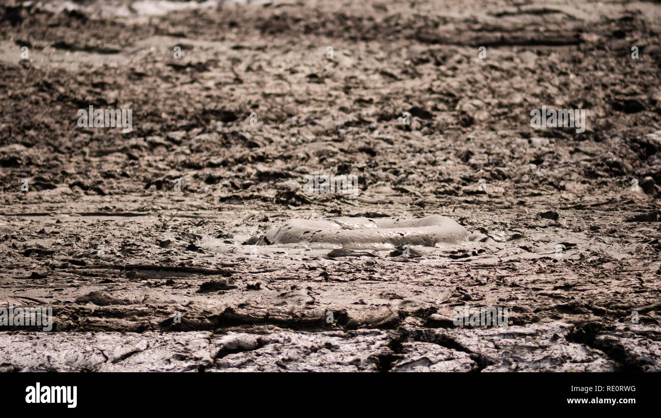 Mud volcano bledug kuwu. volcanic plateau with geothermal activity and ...