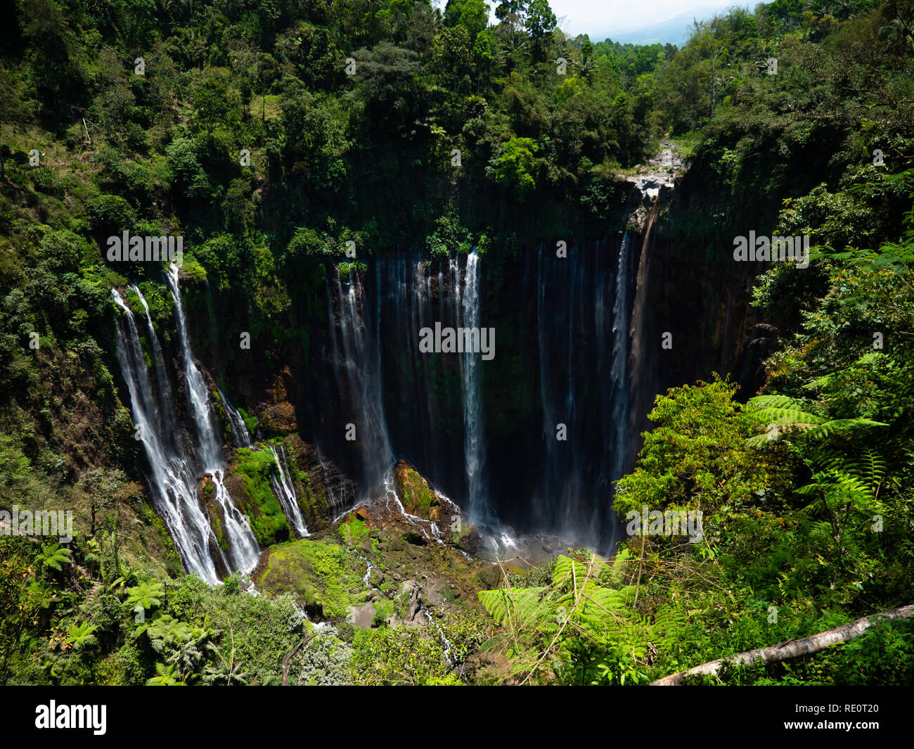 waterfall coban sewu in Java, indonesia. waterfall in tropical forest ...