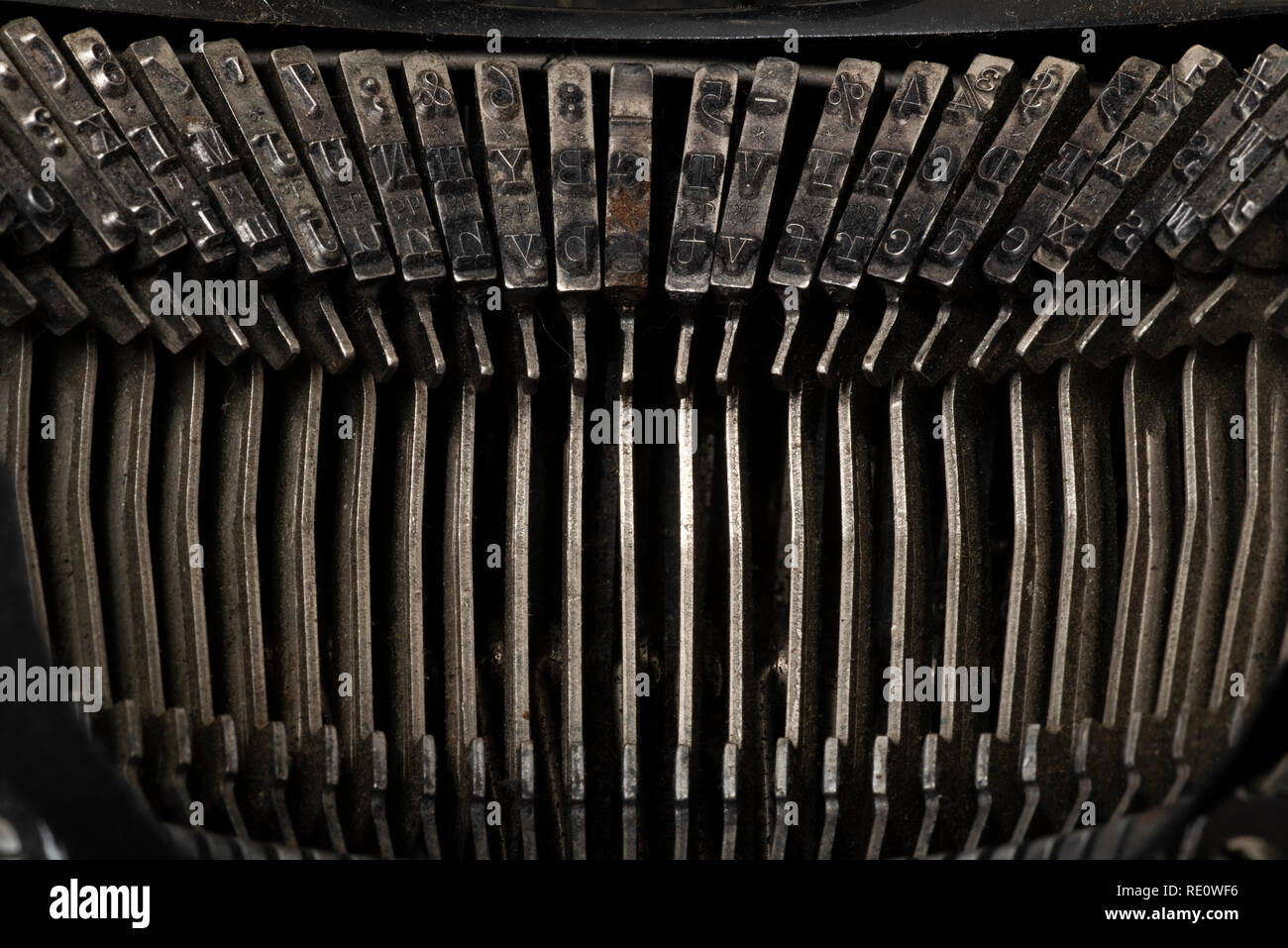 Close up of seated keys in a 1950s-era Underwood Typewriter Stock Photo ...