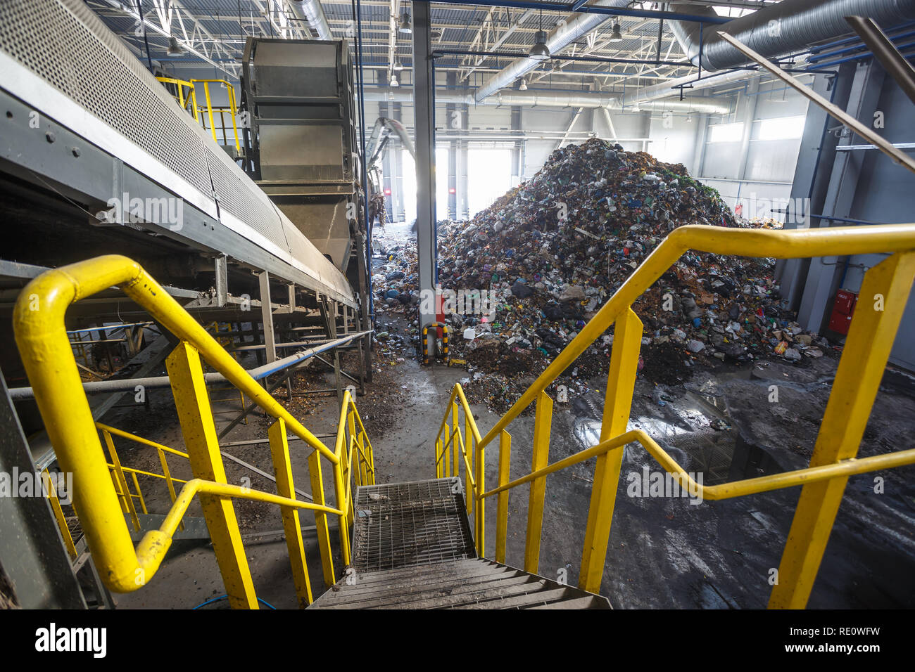 metal truss structures on modern waste recycling processing plant ...