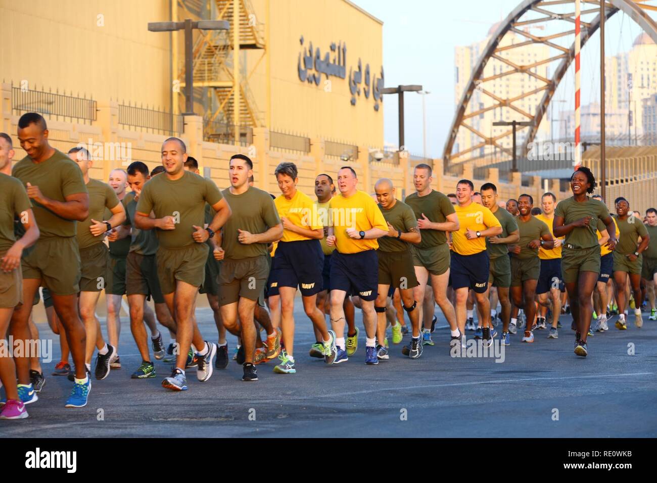 U.S. Marine Sgt. Donna Occuis, 5th Marine Expeditionary Brigade, calls ...