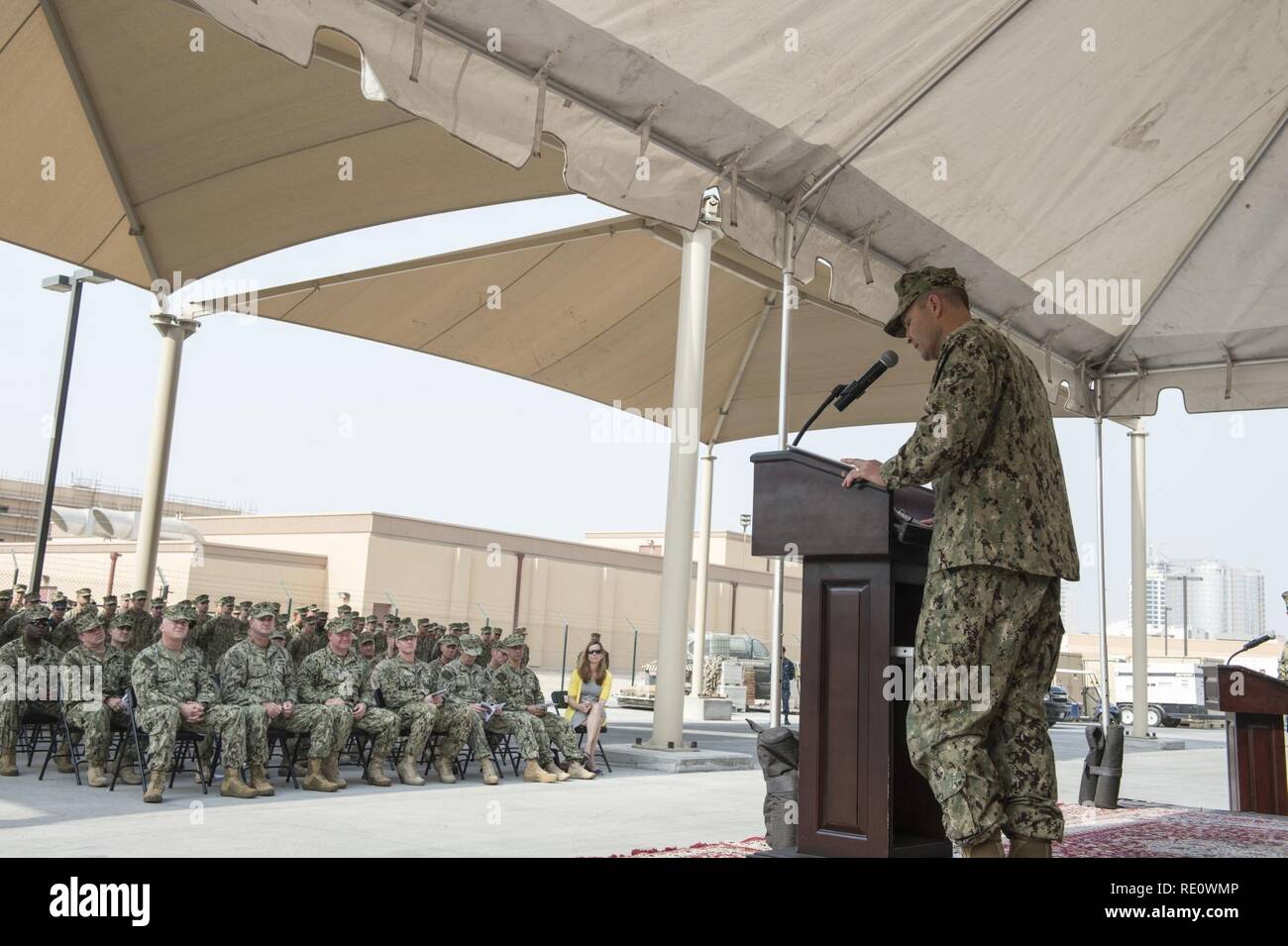 Capt. Jim McGovern, Commander, Task Force (CTF) 56, gives his farewell ...