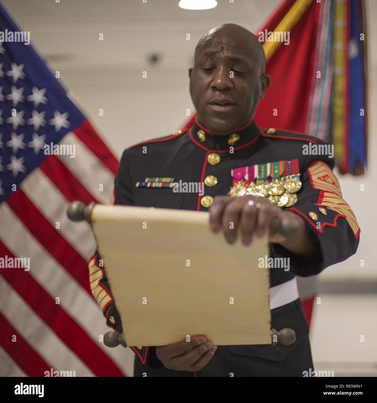 Sgt. Maj. of the Marine Corps Ronald L. Green reads the 13th Commandant ...