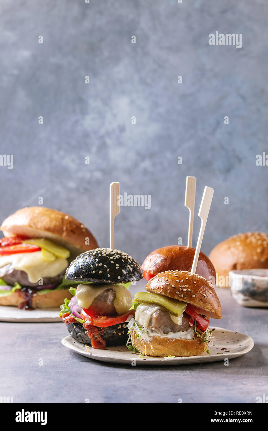 Homemade burgers variety Stock Photo - Alamy