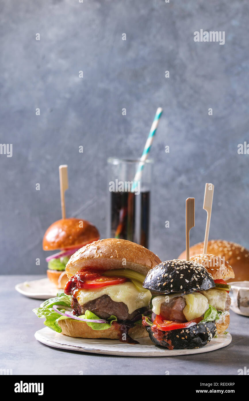 Homemade burgers variety Stock Photo - Alamy