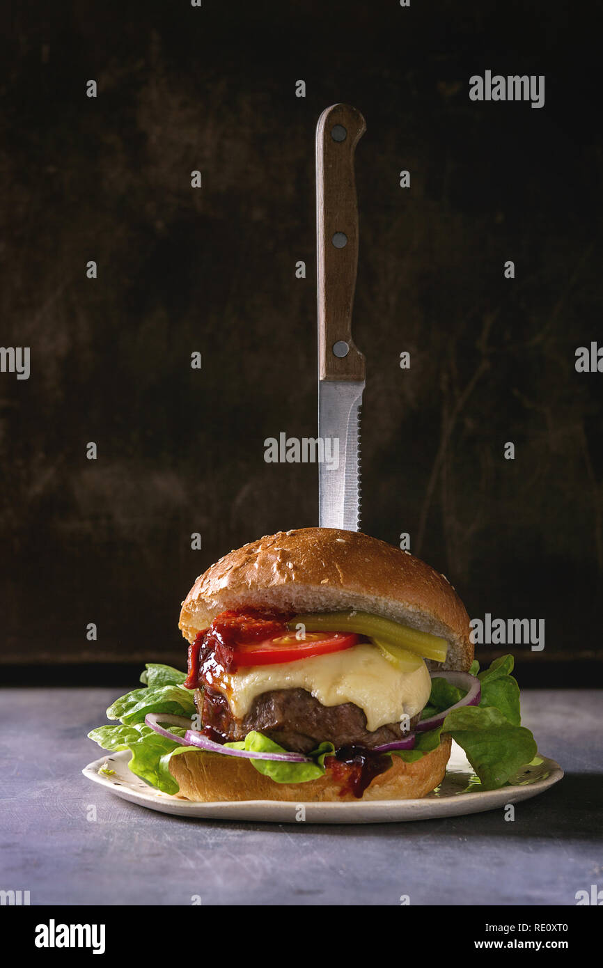 Homemade big burger Stock Photo - Alamy