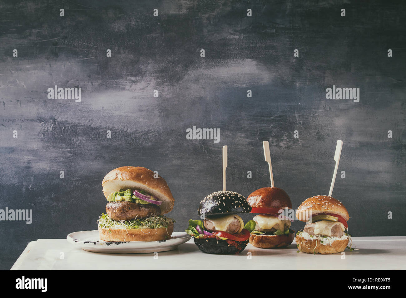 Homemade burgers variety Stock Photo - Alamy