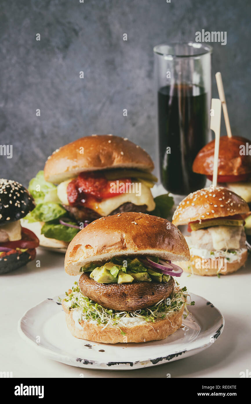 Homemade burgers variety Stock Photo - Alamy
