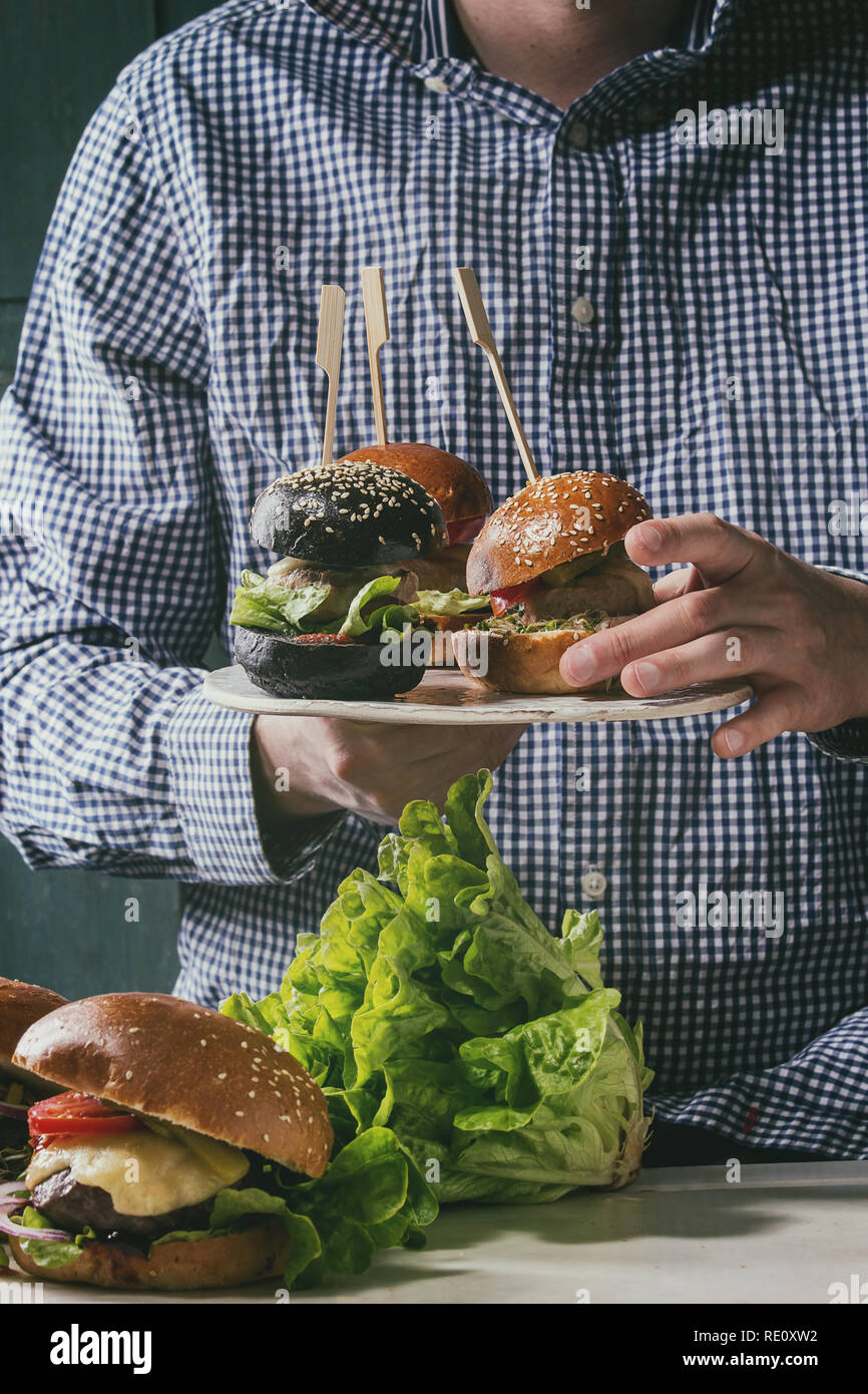 Homemade burgers variety Stock Photo - Alamy