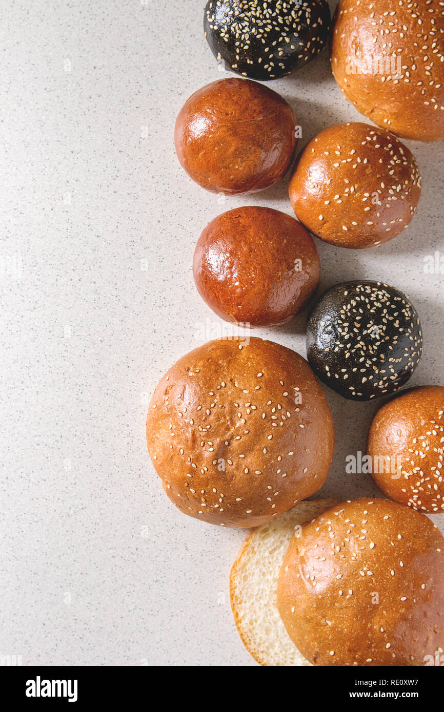 Burger buns variety Stock Photo - Alamy