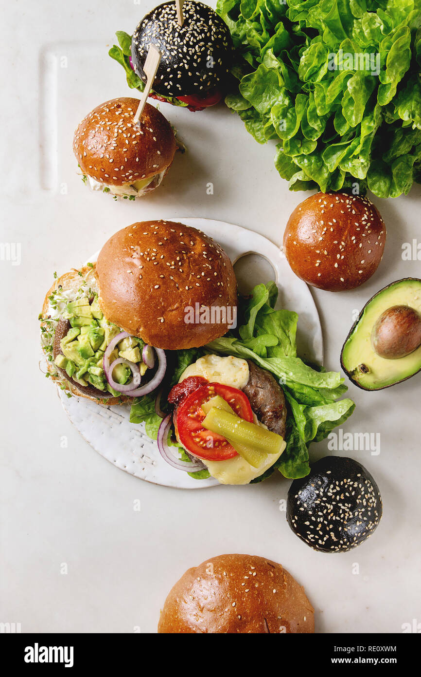 Homemade burgers variety Stock Photo - Alamy