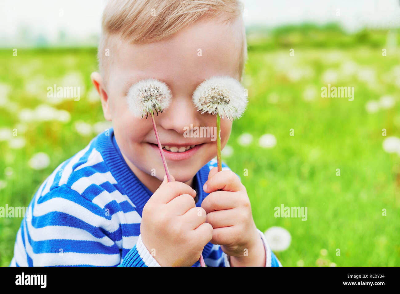 Happy face kid smile. Close up portrait joy child outdoors. Little boy ...