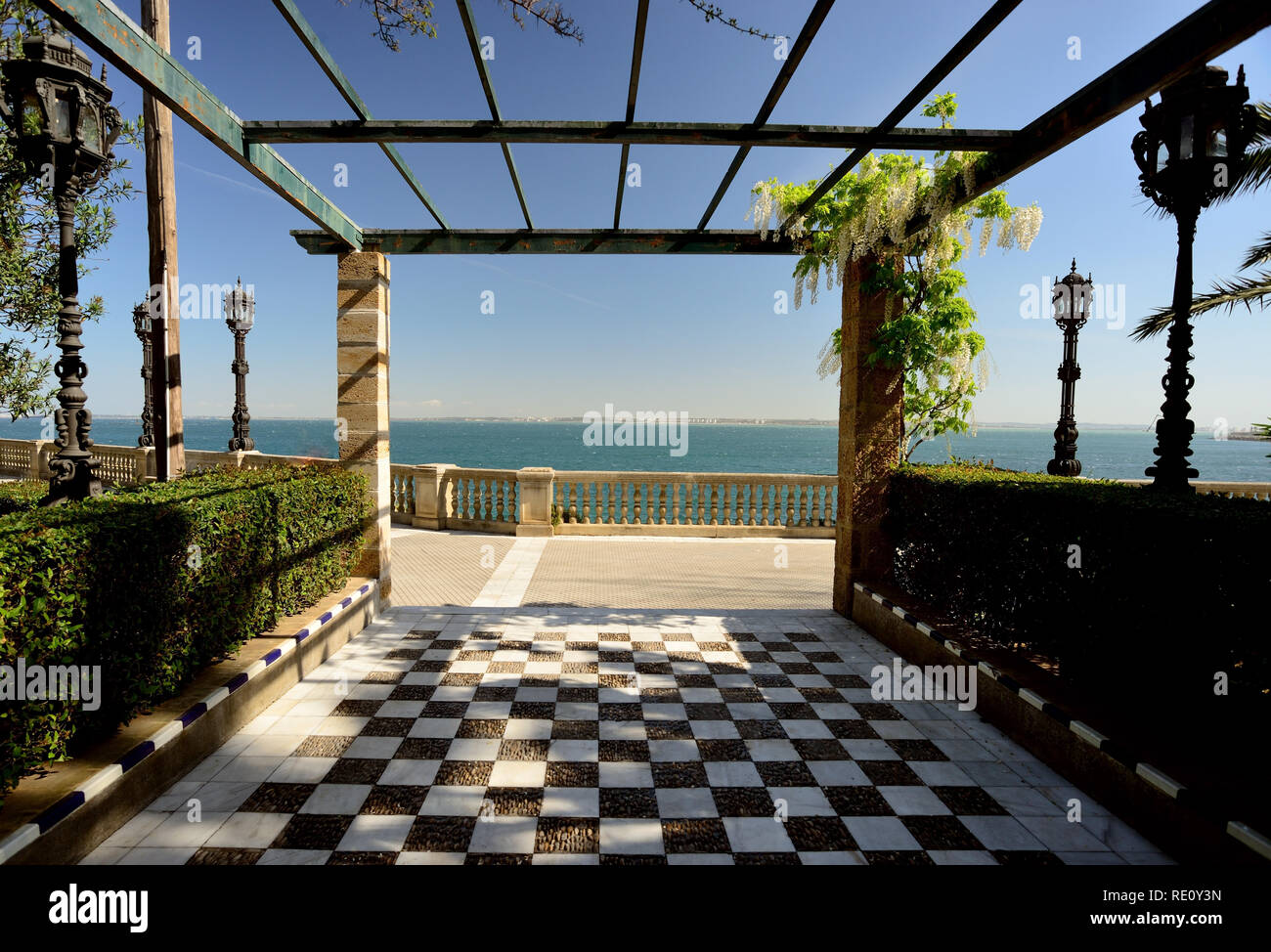 The Bay of Cadiz, seen from the San Carlos walls at Alameda Apodaca ...