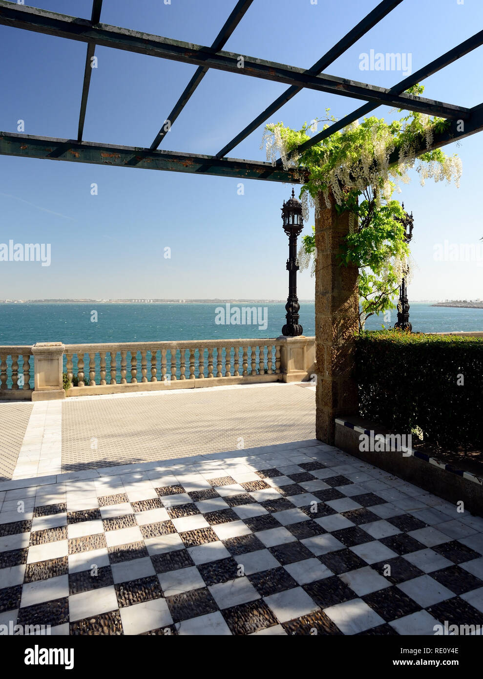 The Bay of Cadiz, seen from the San Carlos walls at Alameda Apodaca ...