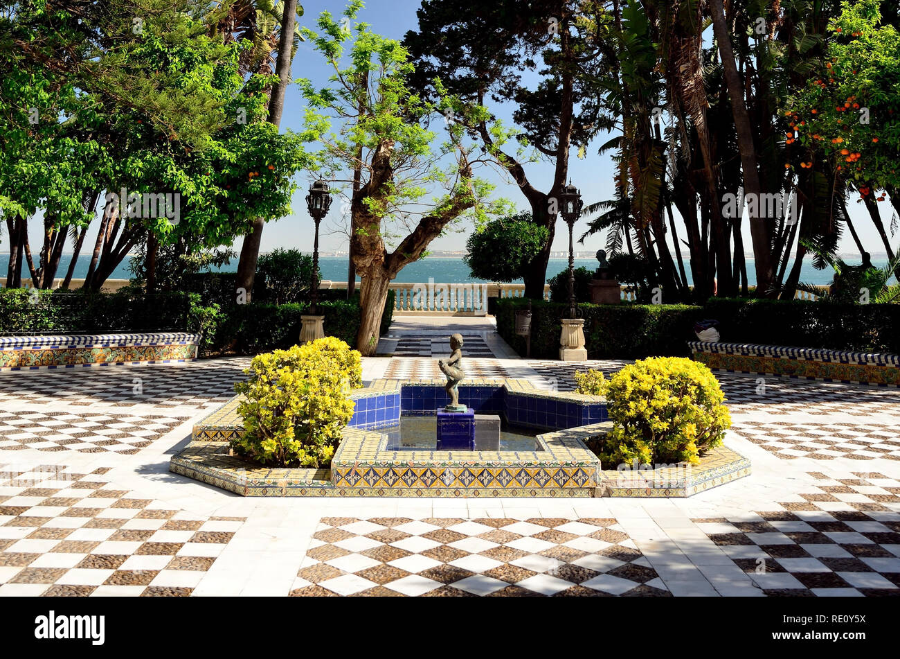 The Bay of Cadiz, seen from the San Carlos walls at Alameda Apodaca ...