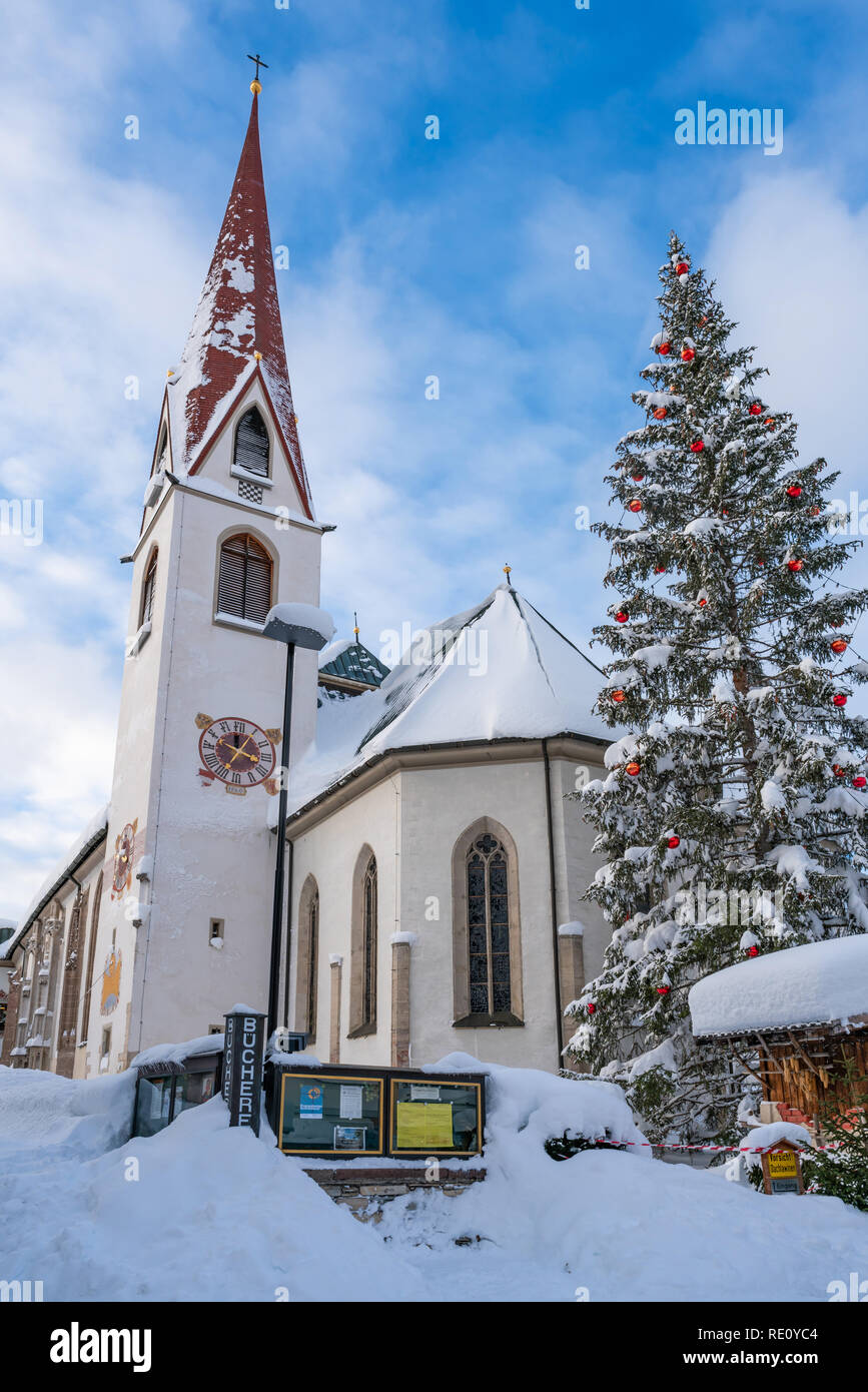 SEEFELD, AUSTRIA - JANUARY 07, 2019: View of St. Oswald Parish Church ...