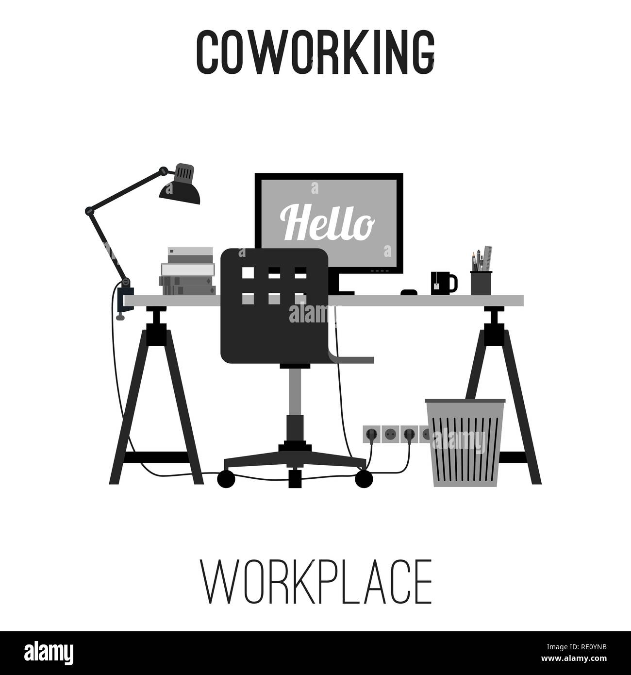 Computer workroom Stock Vector Images - Alamy