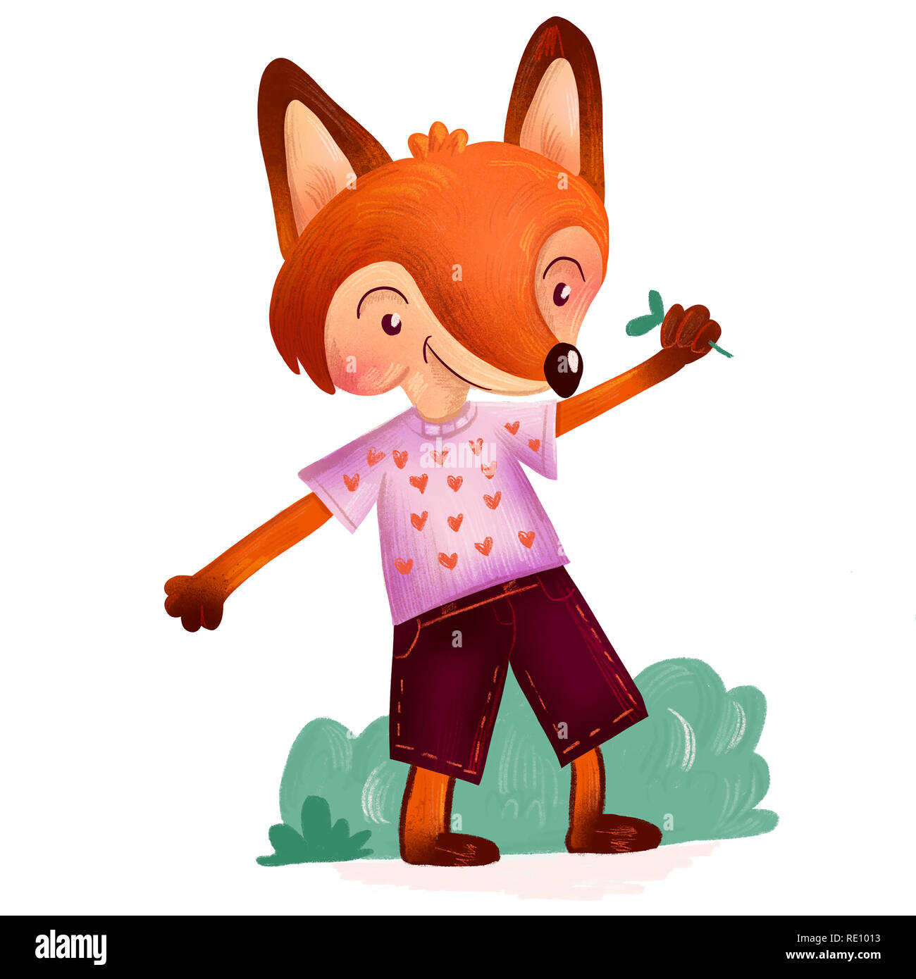 cartoon Fox walking in the woods, illustrations Stock Photo - Alamy