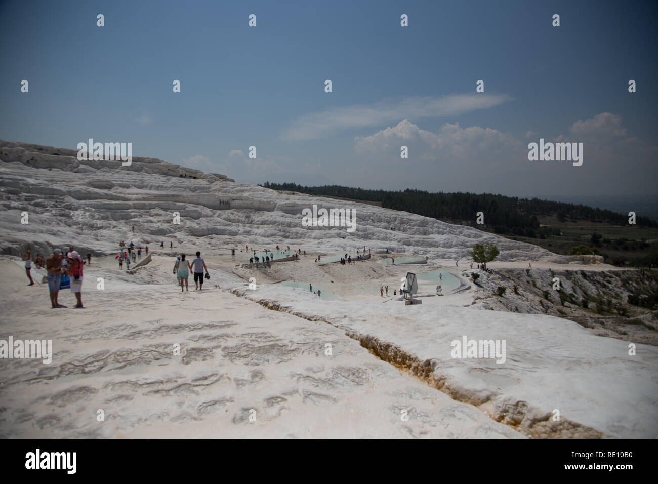 Pamukkale Turkish mineral calcium pool. The site is a UNESCO World ...
