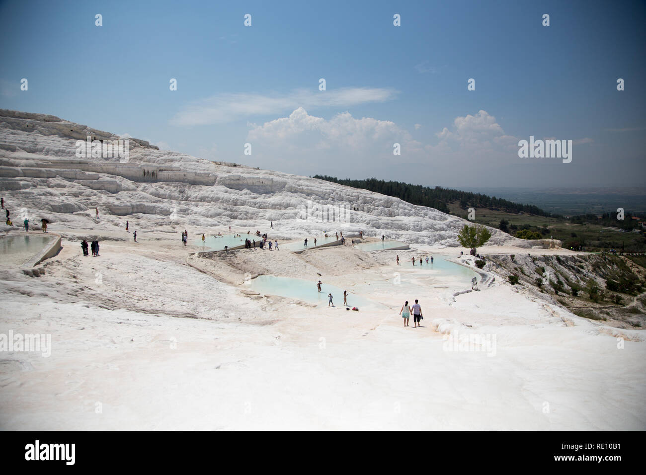Pamukkale Turkish mineral calcium pool. The site is a UNESCO World ...