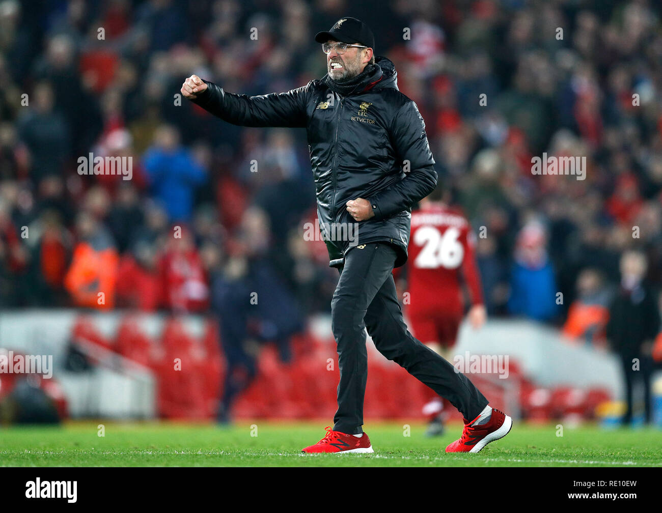 Liverpool manager Jurgen Klopp celebrates after the final whistle ...