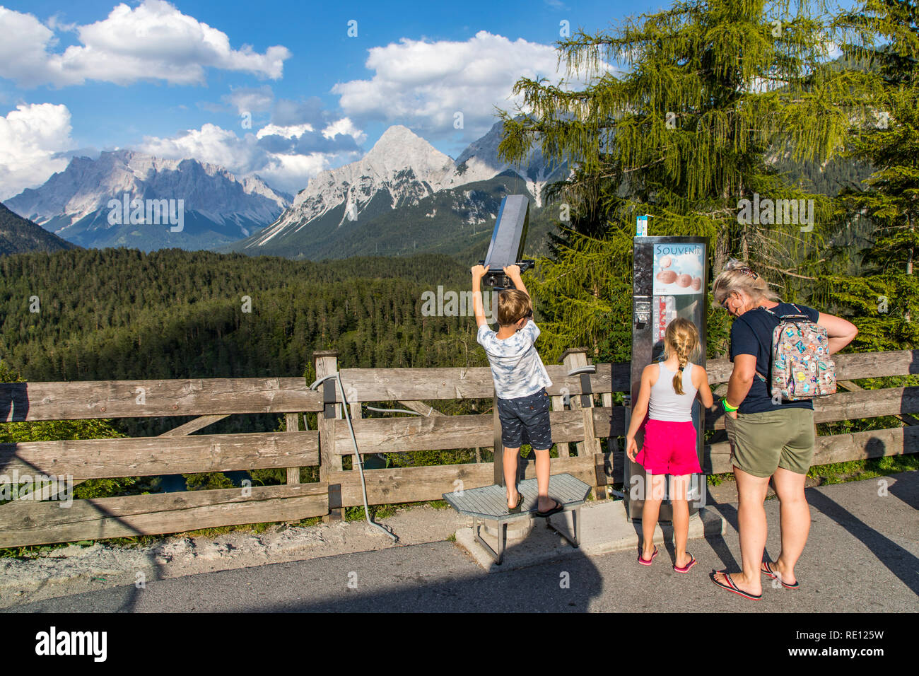 View from the Fernpass road in Austria, Tyrol, on the Zugspitz massif ...