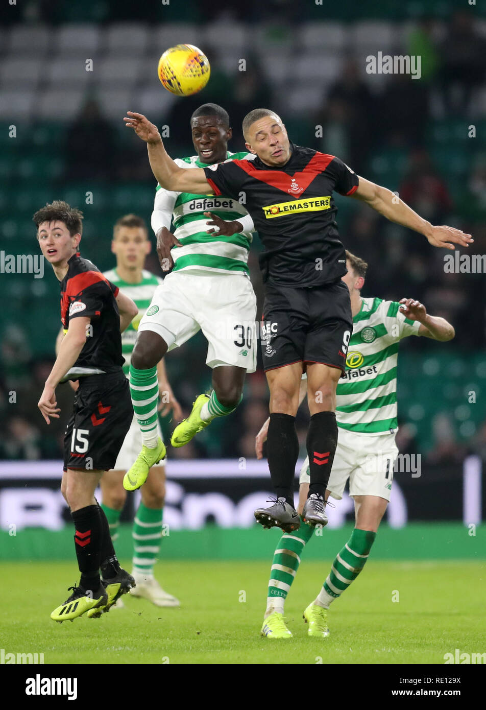 Celtic's Timothy Weah and Airdrieonians' Leighton McIntosh battle for ...