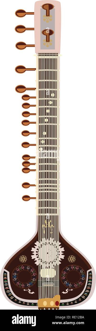 Vector illustration of traditional indian sitar Stock Vector Image ...