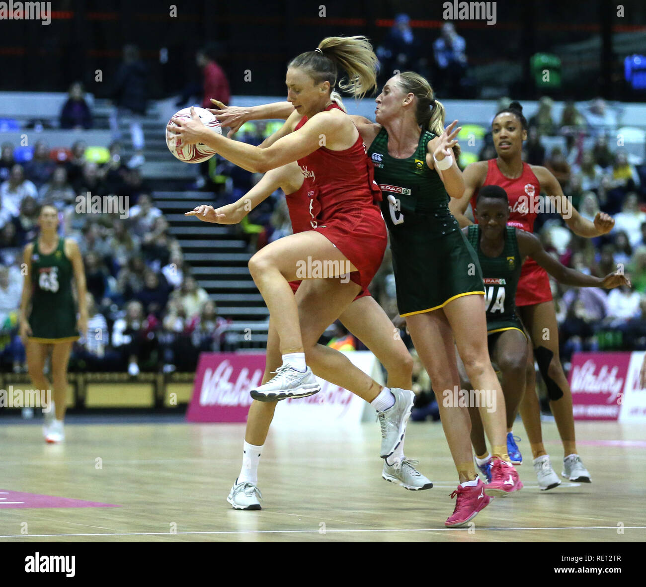 England Vitality Roses' Jade Clarke (left) and South Africa Spar ...